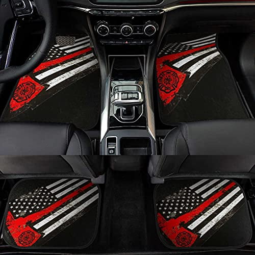 Bagea-Ka USA Thin Red Line Firefighter Axe Pattern Car Floor Mats 4 ...