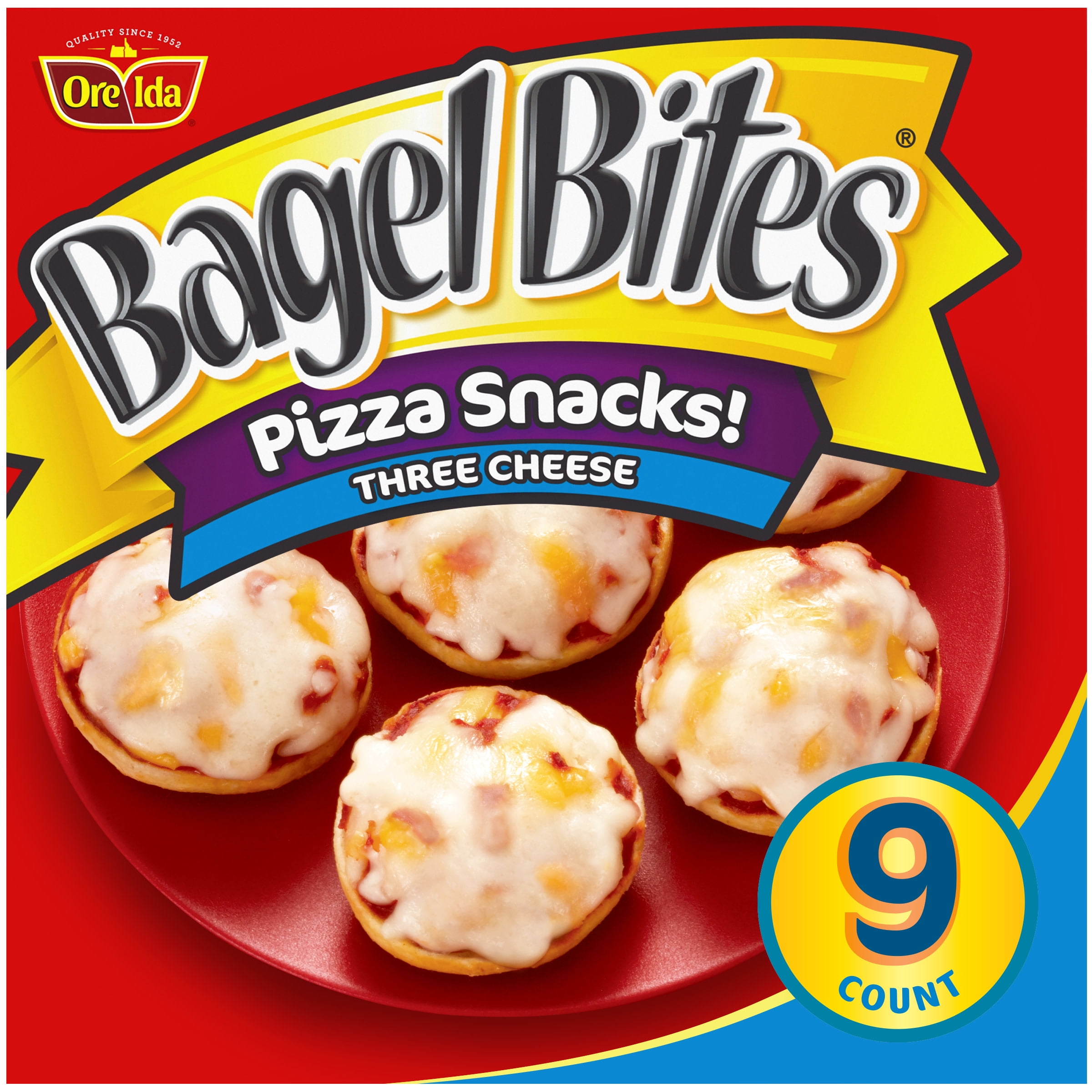 Bagel Bites Three Cheese Mini Pizza Bagel Frozen Snacks, 9 Ct Box ...