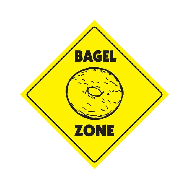 Bagel Crossing Plastic Sign Decal Zone Xing hot fresh bagels coffee ...