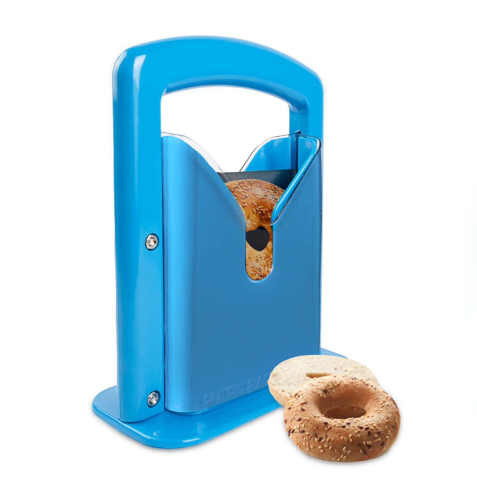 Bagel Slicer, Safety Handle, Bagel Cutter Stainless Steel (Blue ...