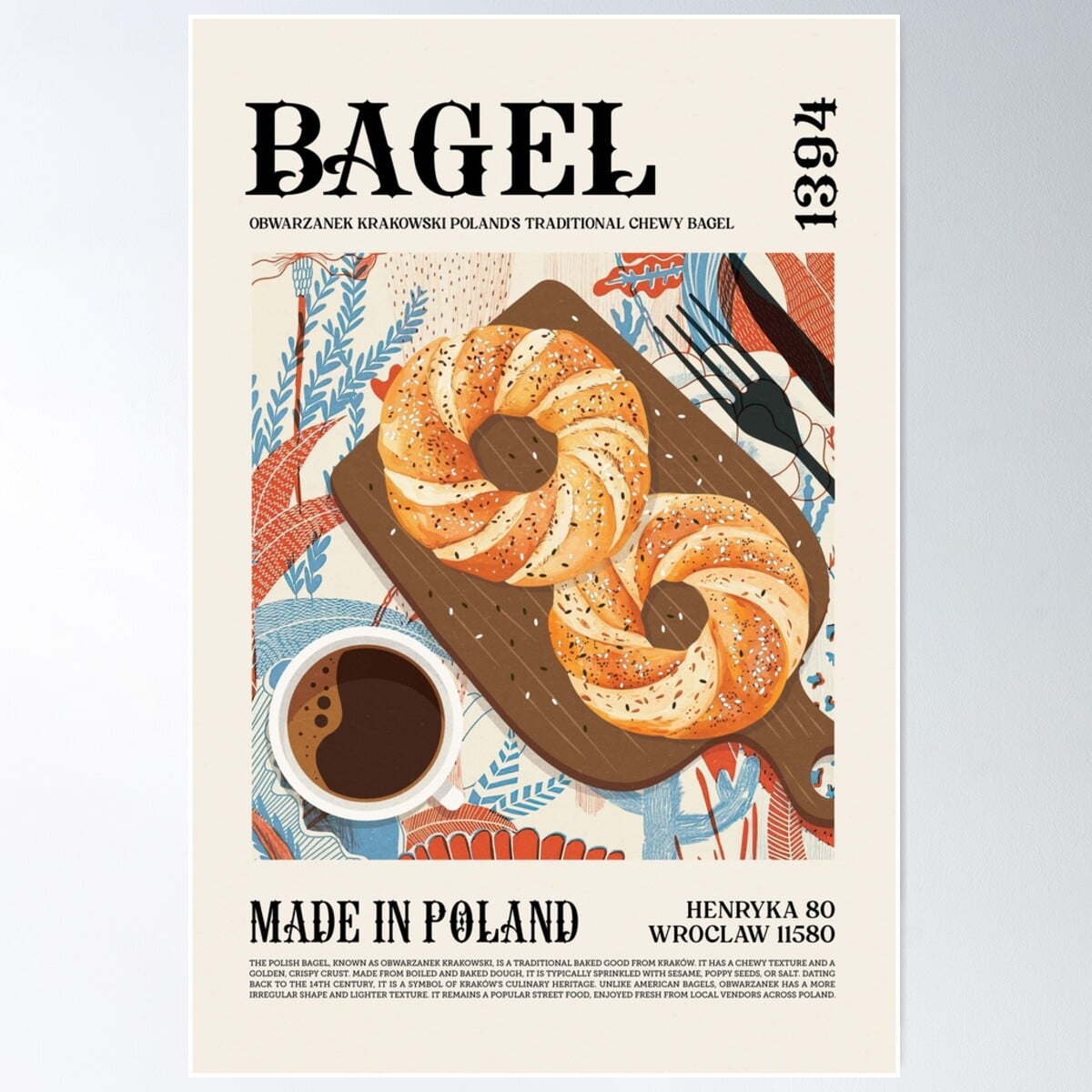 Bagel Wall Art Poster Wall Art, Modern Wall Decor For Living Room ...
