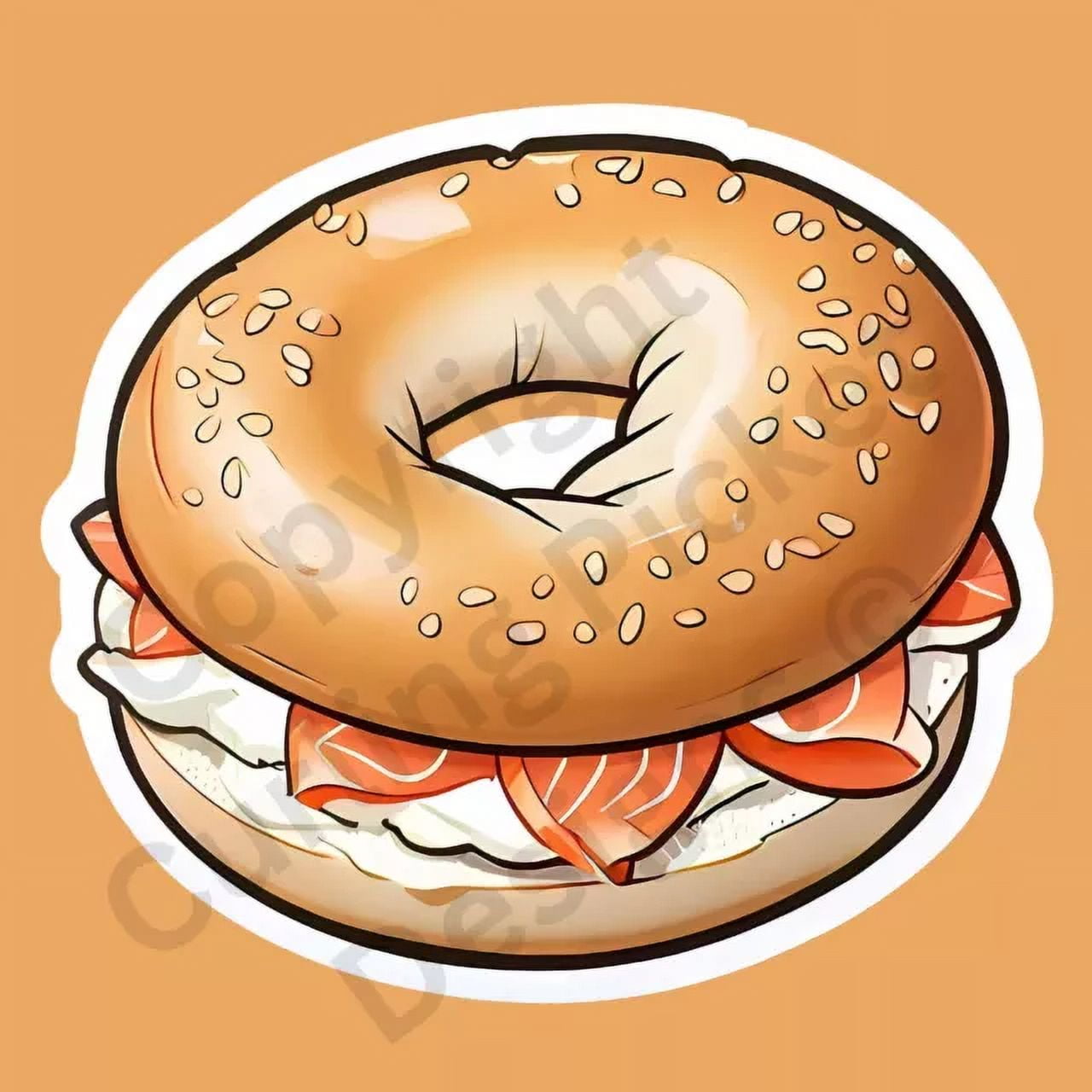 Bagel With Cream Cheese And Lox Food Salmon Fun Sticker Phone Decal ...