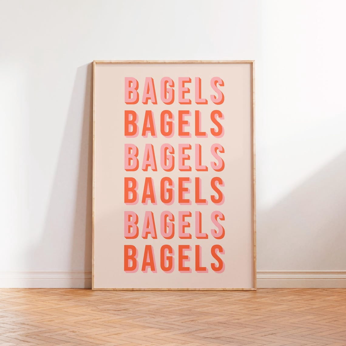 Bagels Bagels Bagels Typography Wall Art Poster, Poster Poster ...