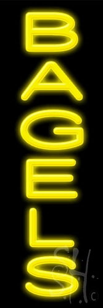 Bagels LED Neon Sign 8" Tall x 24" Wide, Clear Edge Cut Acrylic Backing ...