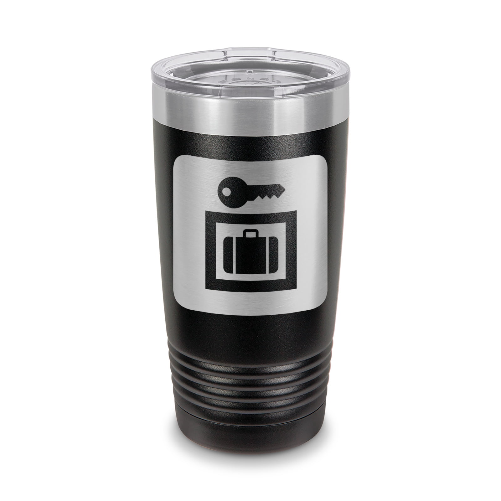 Baggage Lockers Tumbler 20 oz - Laser Engraved w/ Clear Lid - Stainless ...