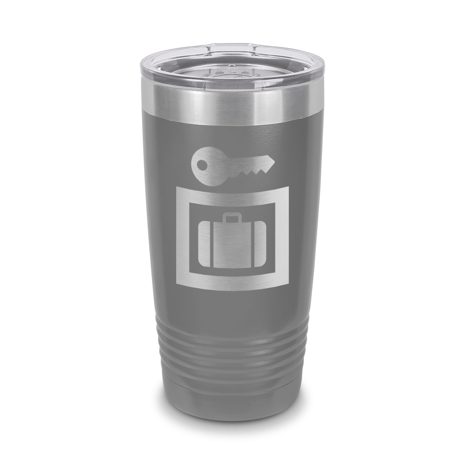 Baggage Lockers Tumbler 20 oz - Laser Engraved w/ Clear Lid - Stainless ...