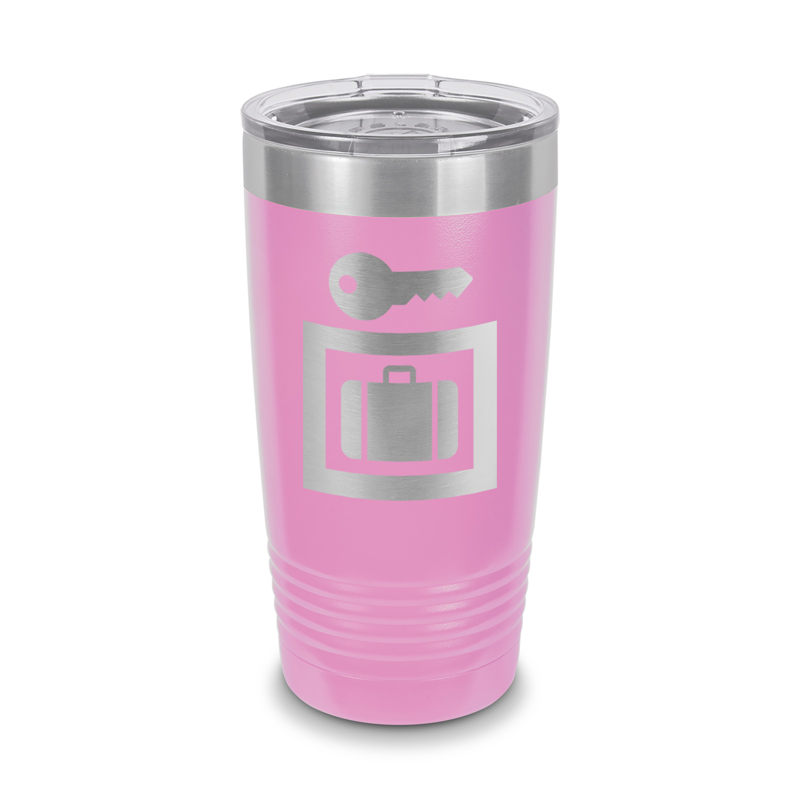 Baggage Lockers Tumbler 20 oz - Laser Engraved w/ Clear Lid - Stainless ...