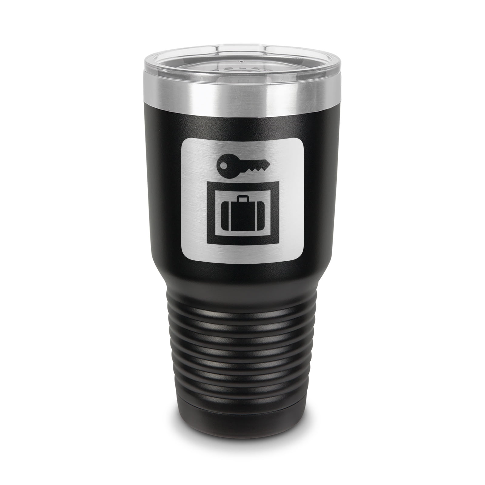 Baggage Lockers Tumbler 30 oz - Laser Engraved w/ Clear Lid - Stainless ...