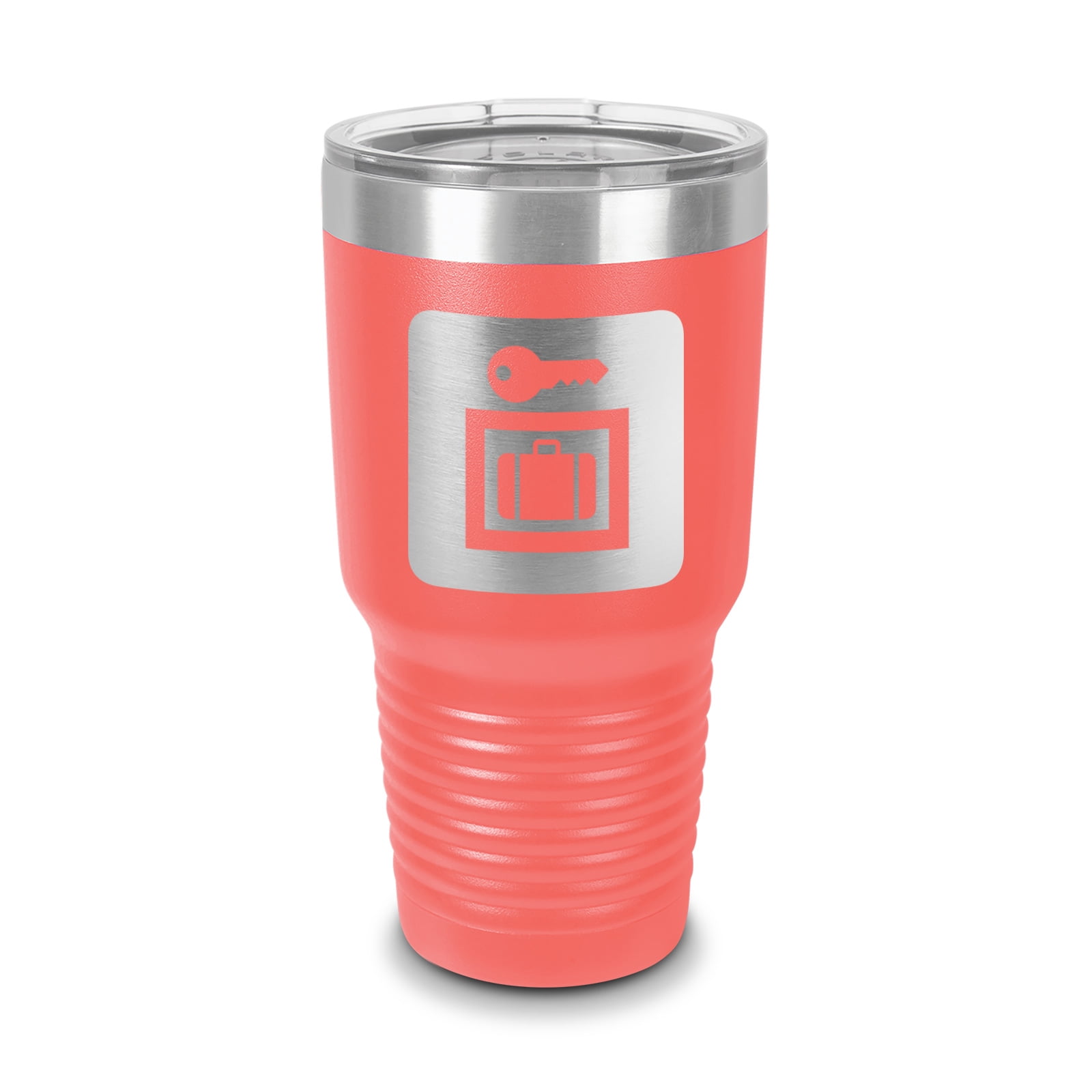 Baggage Lockers Tumbler 30 oz - Laser Engraved w/ Clear Lid - Stainless ...