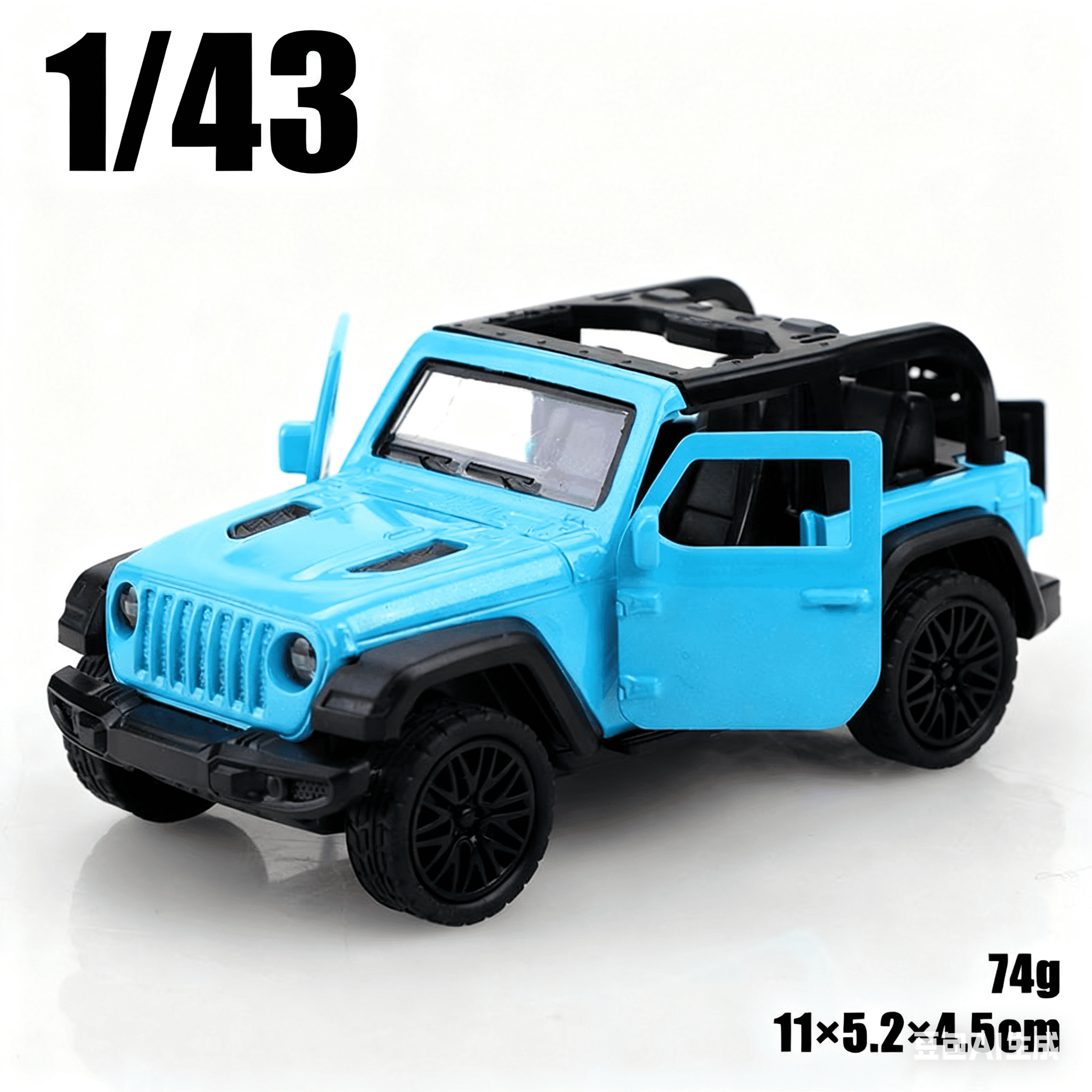 (Bagged) 1/43 scale new Jeep Wrangler Rubicon convertible off-road ...