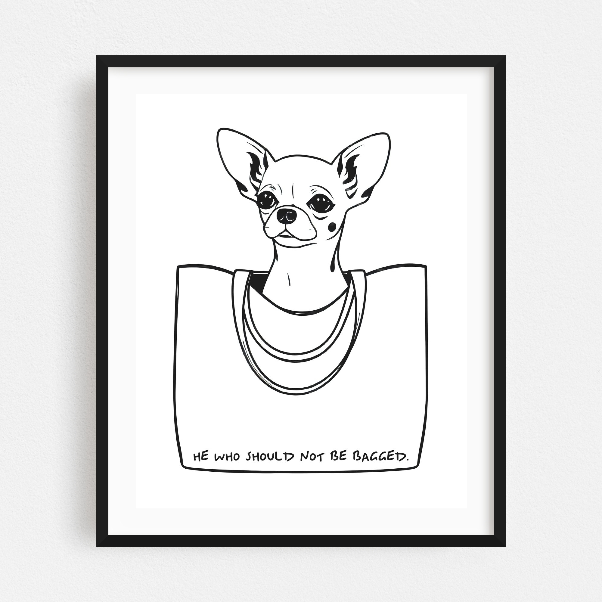 He Who Should Not Be Bagged - India Illustration Dog Humor Line Art ...