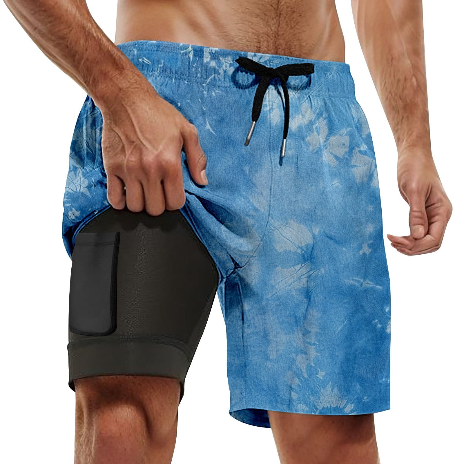 Swim Trunks Men 7 Quick Dry Slim High Stretch Mens Bathing Suit Tie-Dye ...