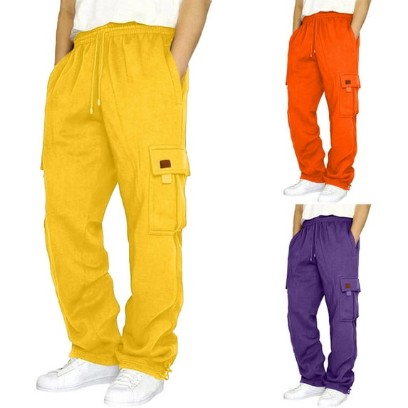 Baggy Cargo Sweatpants For Men Drawstring Waist Fleece Lined Joggers ...