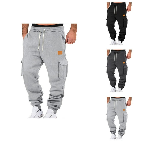 Baggy Cargo Sweatpants for Men Drawstring Waist Fleece Lined Joggers ...