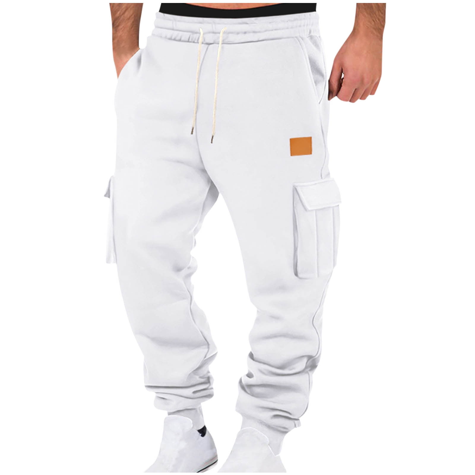 Baggy Cargo Sweatpants for Men Drawstring Waist Fleece Lined Joggers ...