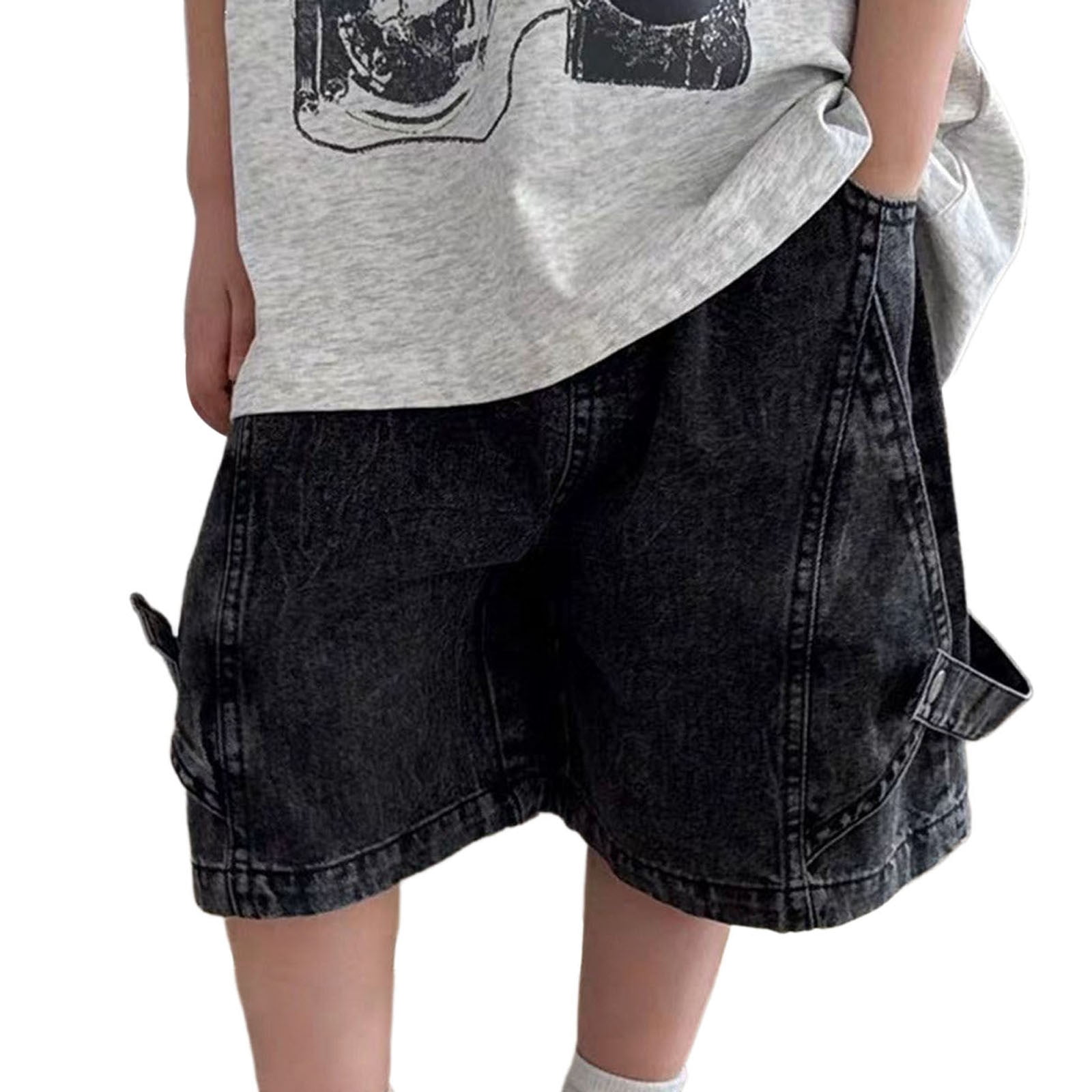 Baggy Jean Shorts for Boys Girls Straight Leg Loose Fit Denim Jorts ...