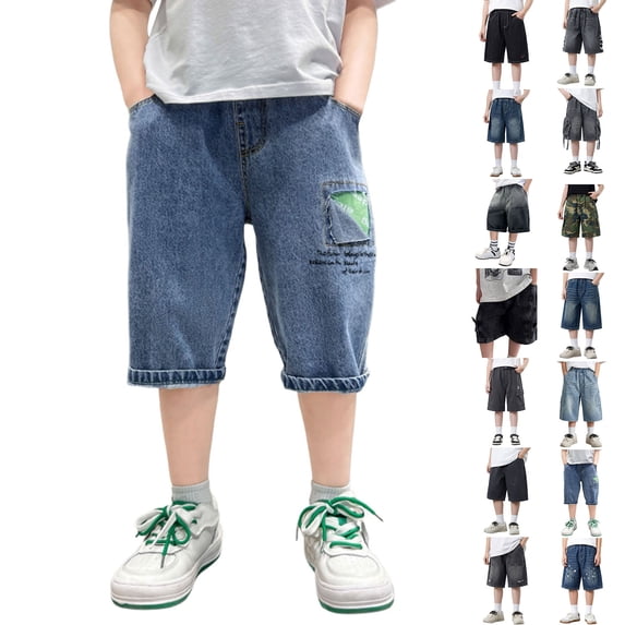 Baggy Jean Shorts for Boys Girls Straight Leg Loose Fit Denim Jorts ...