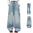 Baggy Jeans Kids Elastic Waist Wide Leg Cargo Pants Back To School ...