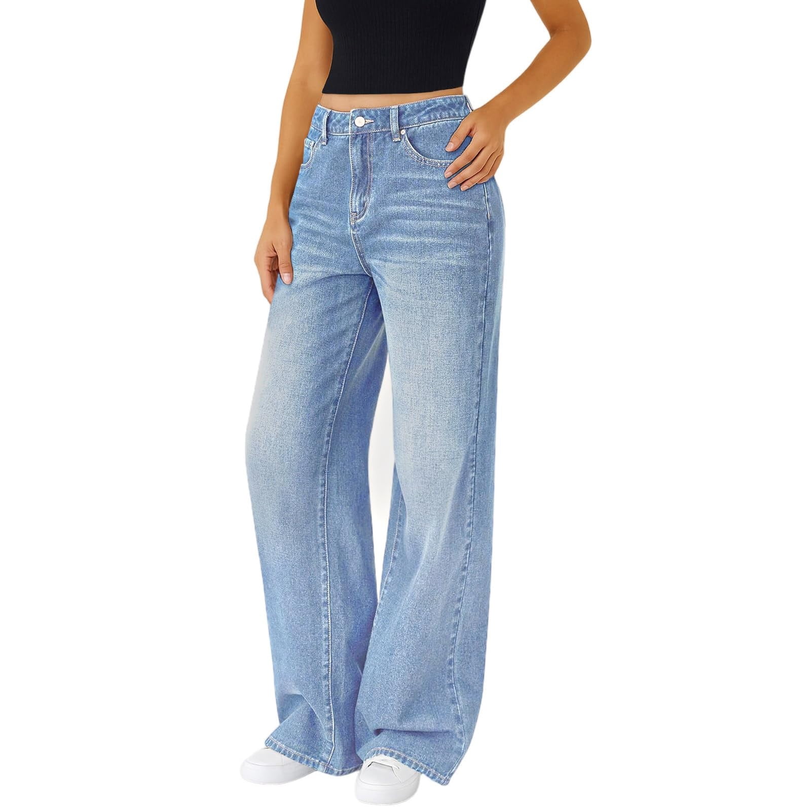 Baggy Jeans for Woman, Audhol Woman Wide Leg Jeans High Waisted Baggy ...