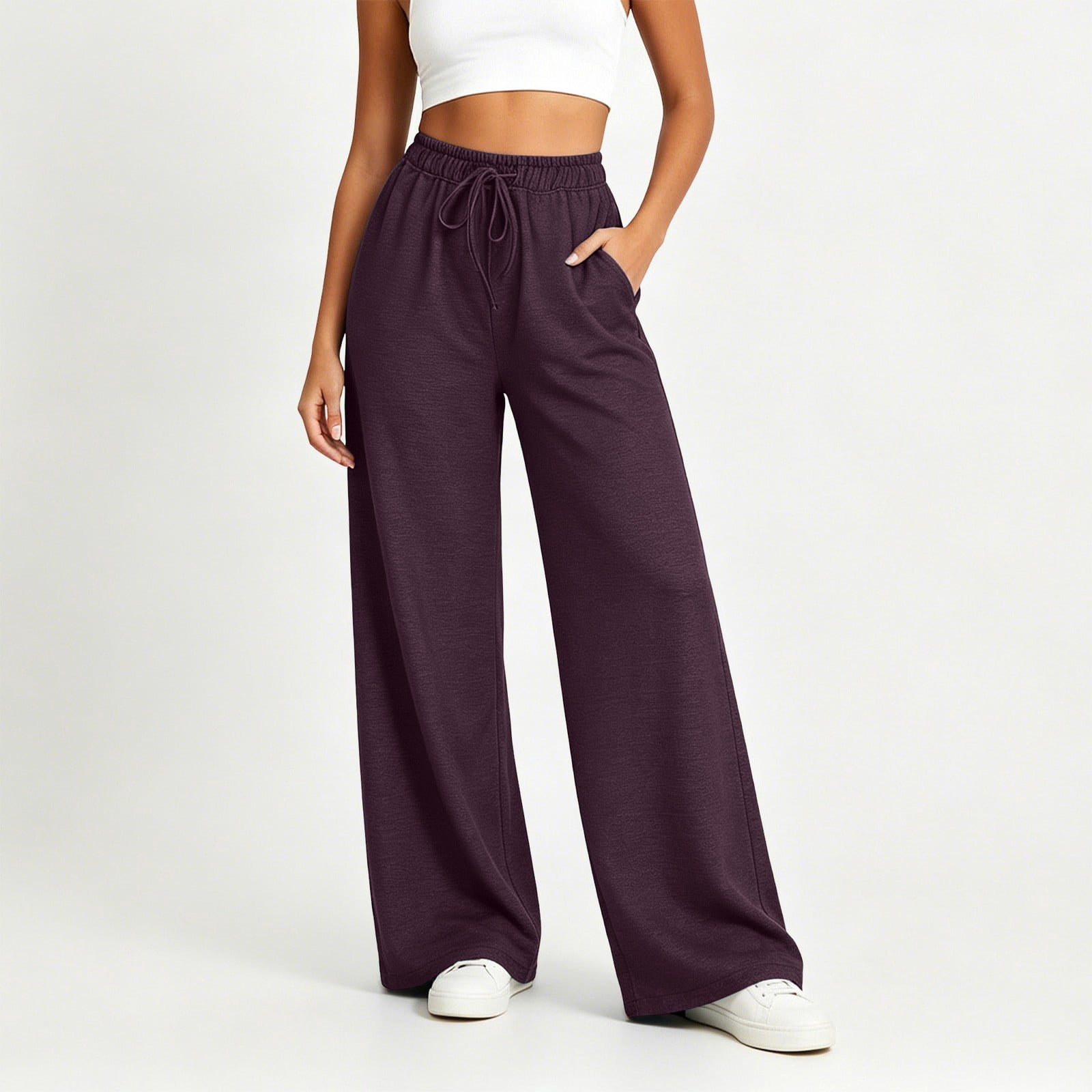 Baggy Jeans Women Solid Color Stretch Faux Denim With Dual Pockets As ...