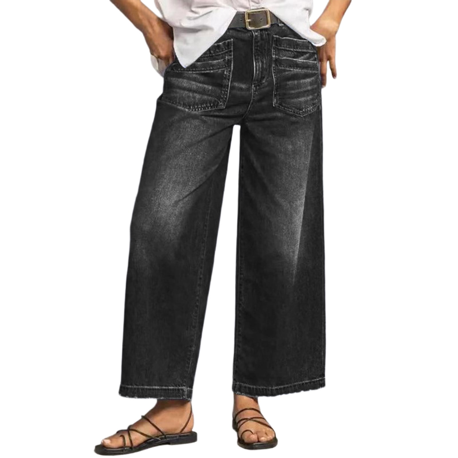 Baggy Jeans Women Vintage Washed Loose Denim Jeans High Waisted Wide ...