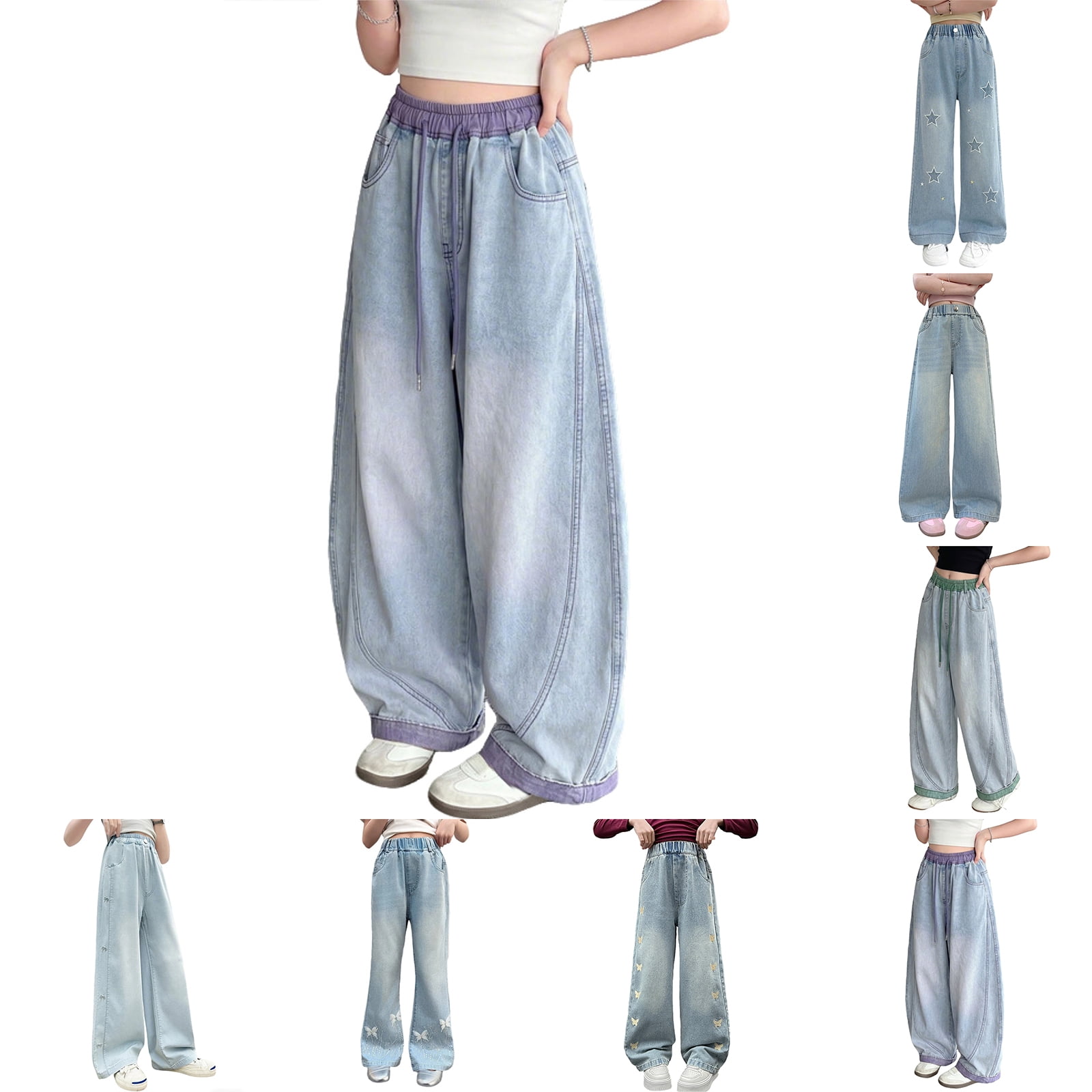 Baggy Jeans for Girls Casual High Waisted Wide Leg Pants Back To School ...