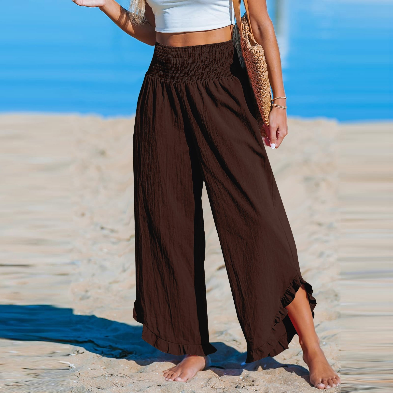 Ruffle Pants Women │ Culottes for Women, Linen Pants Women, Wide Leg ...