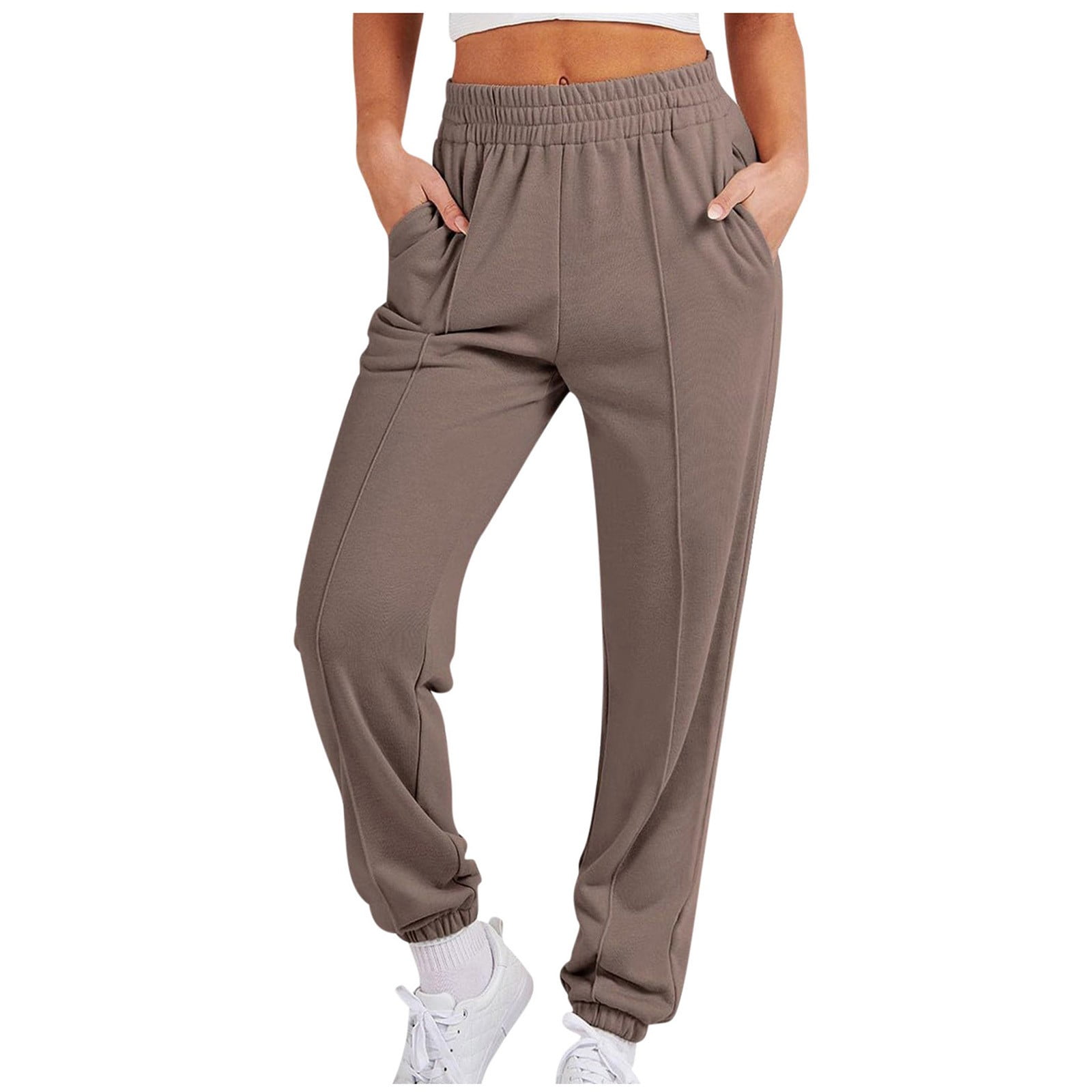 Baggy Pants Women Fashionable High Waisted Solid Color Casual Exercise ...