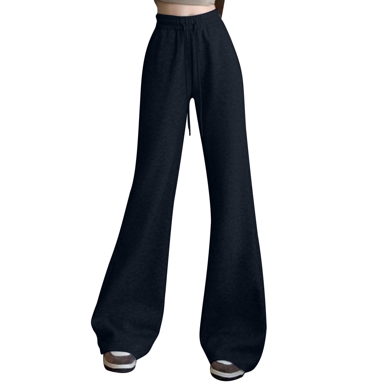 Baggy Pants for Women Solid Colour Workout Sweatpants with Pockets Wide ...
