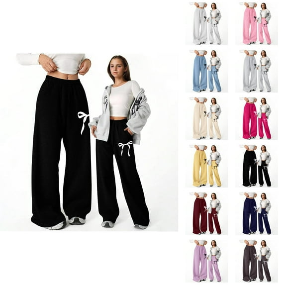 Baggy Pants for Girls 2026 Casual Elastic Waist Cute Bow Graphic ...