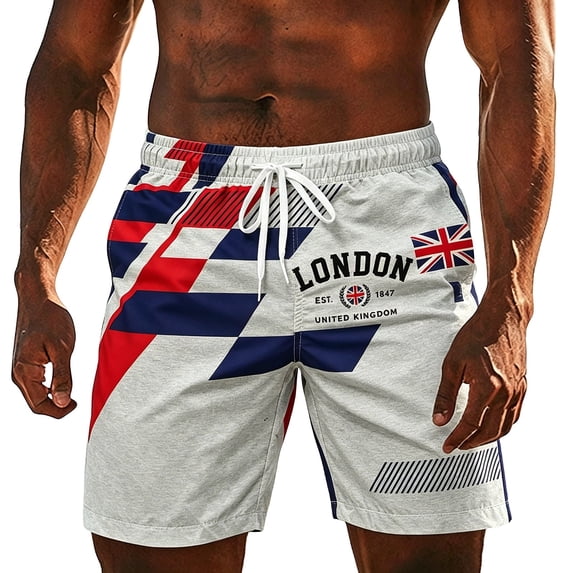 Baggy Shorts Men Men's Casual Shorts for Beach Stretch Knit Five Pocket ...