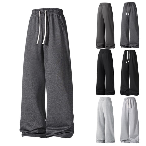 Baggy Sweatpants Men Casual Drawstring Waist, Open Bottom Uncuffed ...