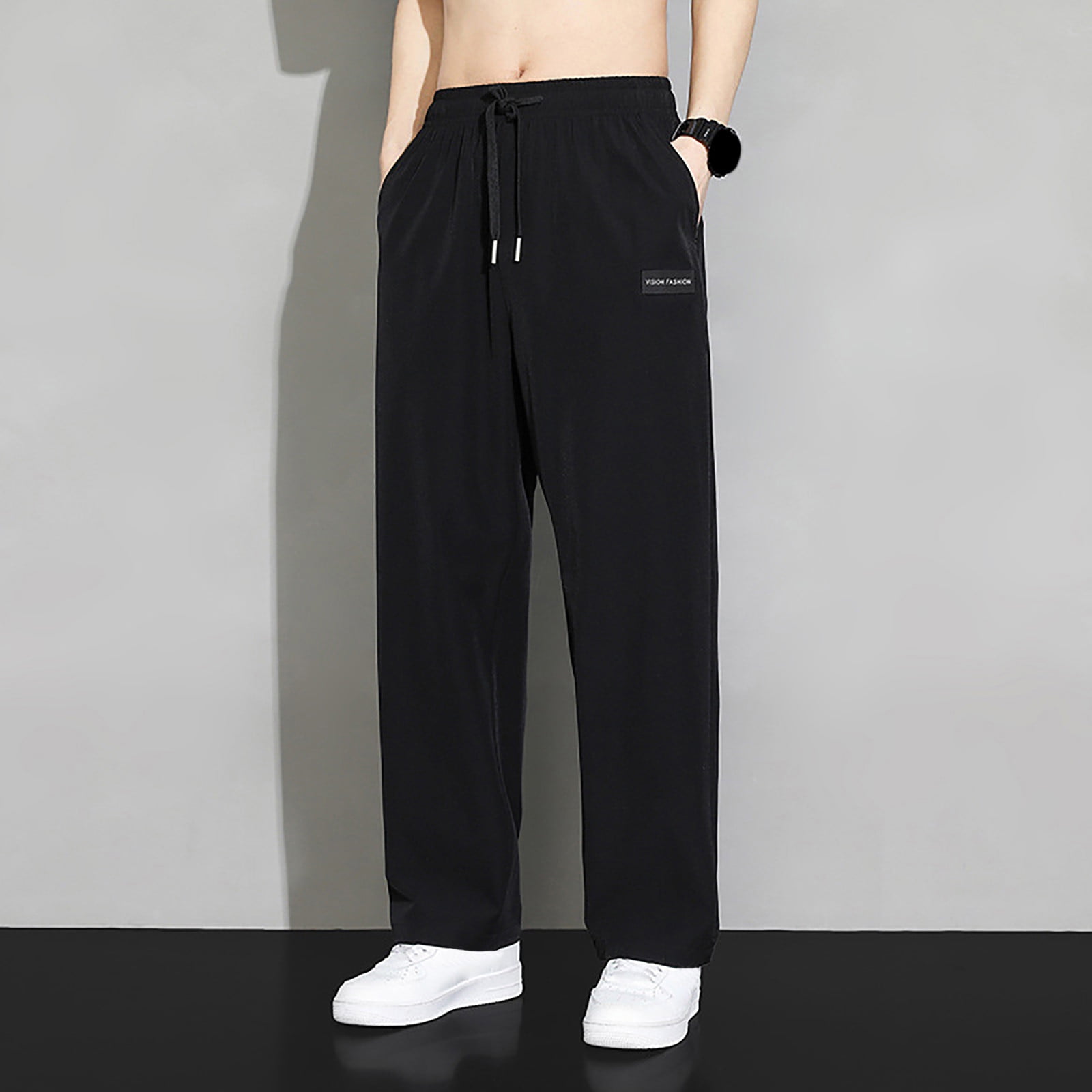 Baggy Sweatpants for Men Thin Straight Leg Relaxed Fit Stretch ...