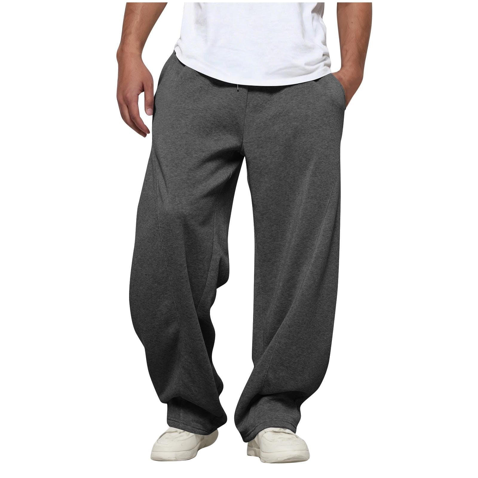 Baggy Sweatpants Men Wide Leg Drawstring Open Bottom Sweatpants Joggers ...