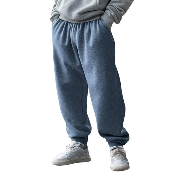 Baggy Sweatpants Men Wide Leg Straight Cinch Bottom Pants Elastic Waist ...
