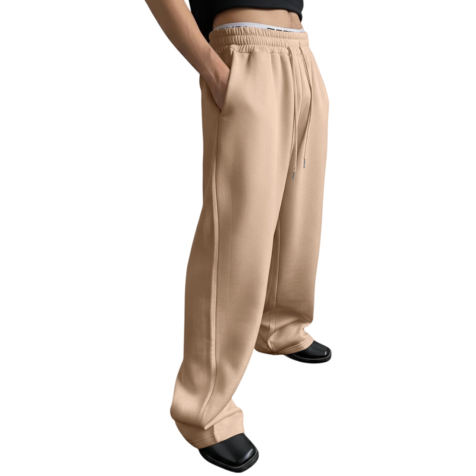 Baggy Sweatpants Men Wide Leg Sweats Pants Loose Cotton Open Bottom ...