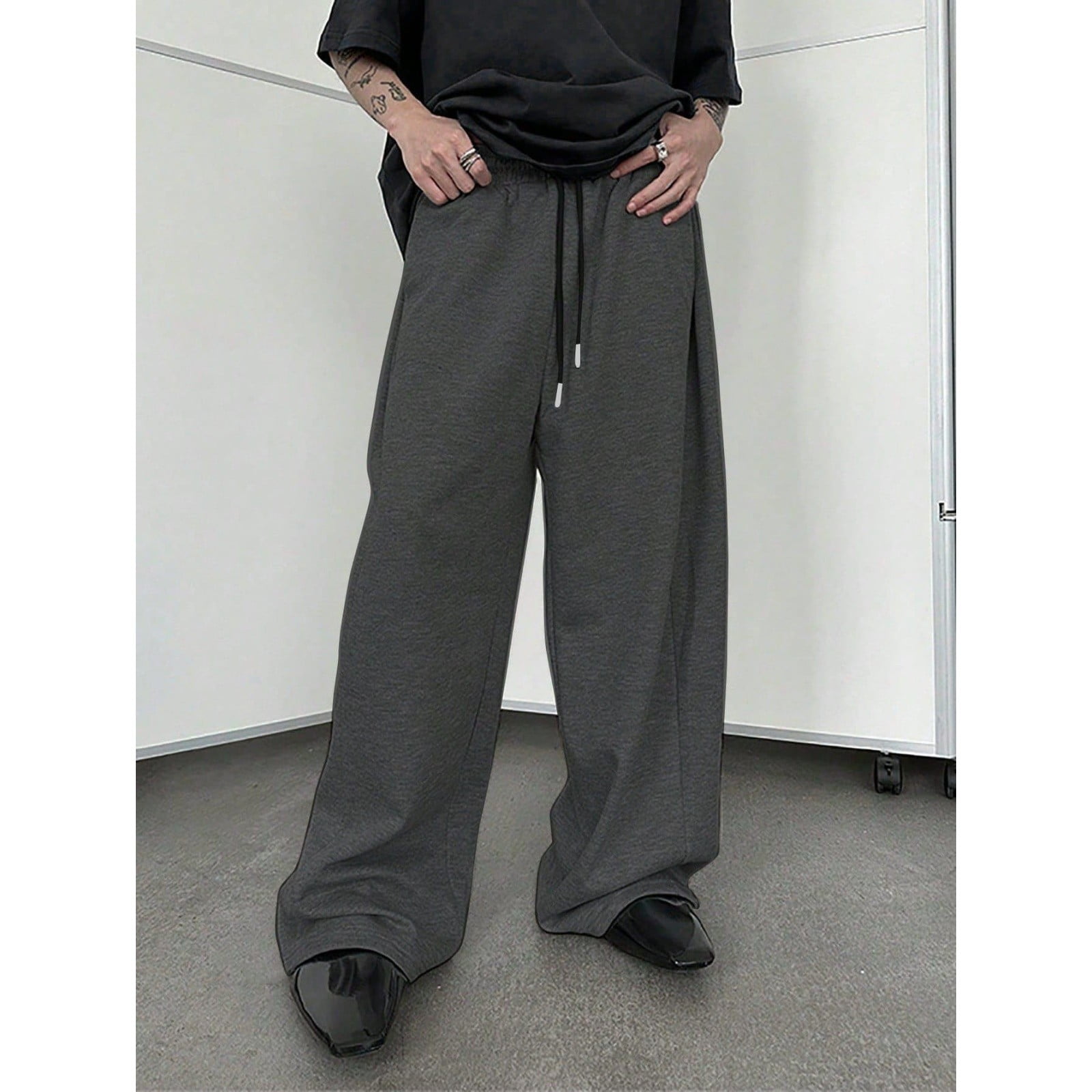 Baggy Sweatpants Men Wide Leg Sweats Pants Loose Cotton Open Bottom ...