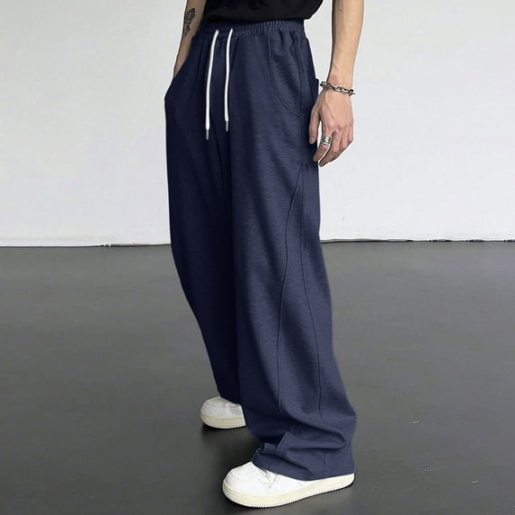 Baggy Sweatpants Men's Baggy Sweatpants Elastic Waist Drawstring Wide ...