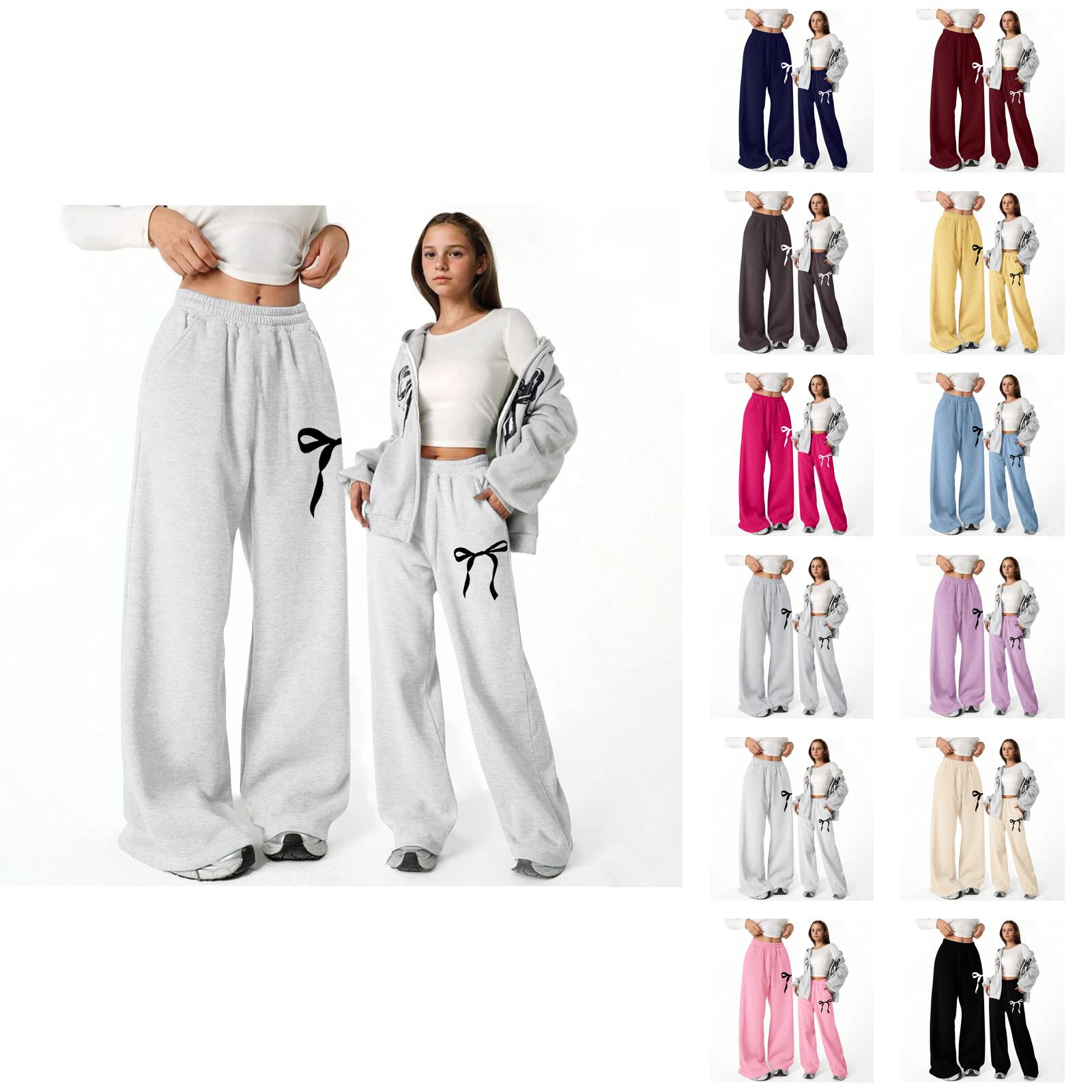 Baggy Sweatpants for Girls 2026 Casual Cute Bow Graphic Elastic Waist ...