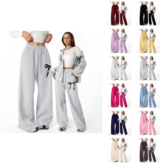 Baggy Sweatpants for Girls 2026 Fashion Cute Bow Printed Elastic Waist ...