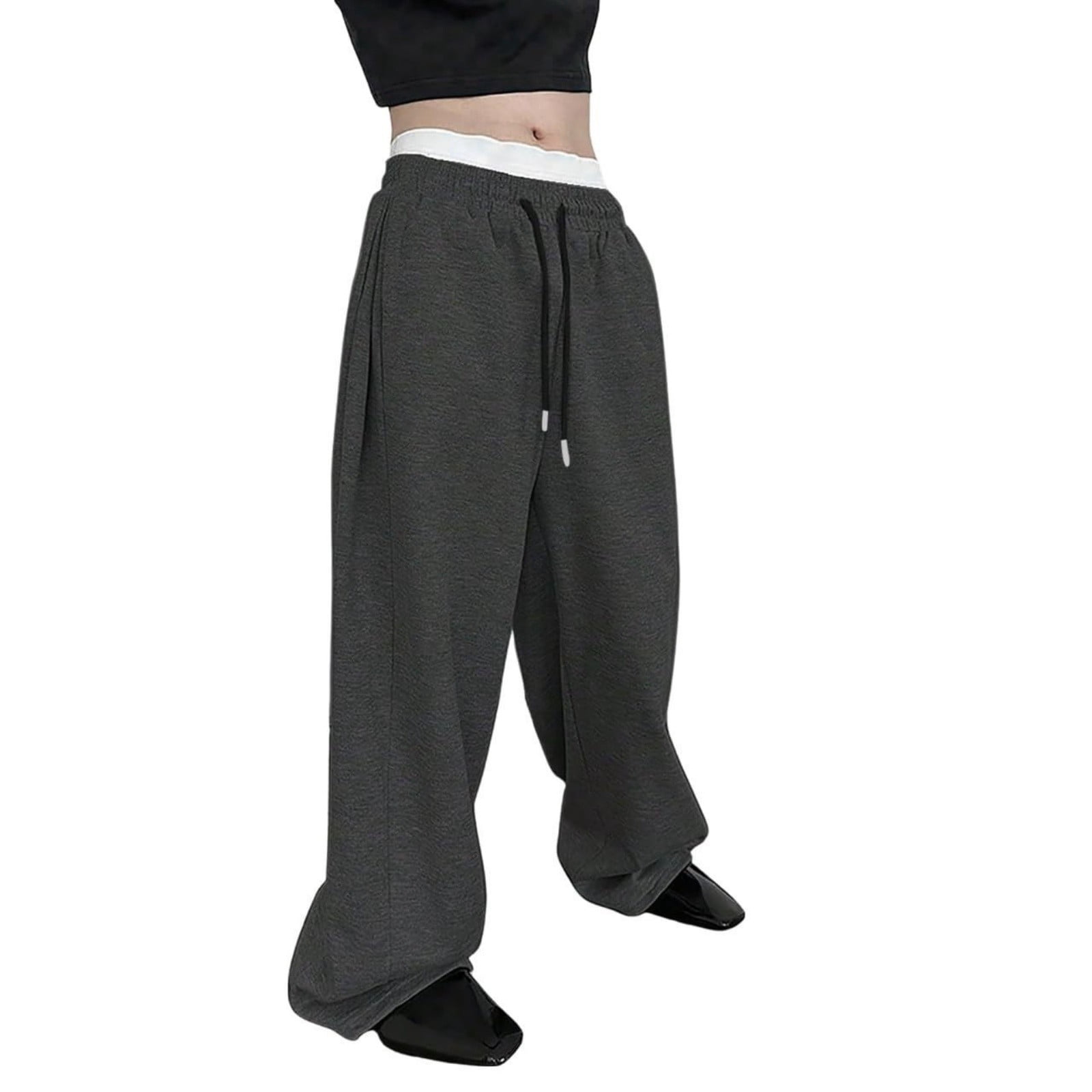 Baggy Sweatpants for Men Wide Leg Cotton Sweats Pants Loose Open Bottom ...