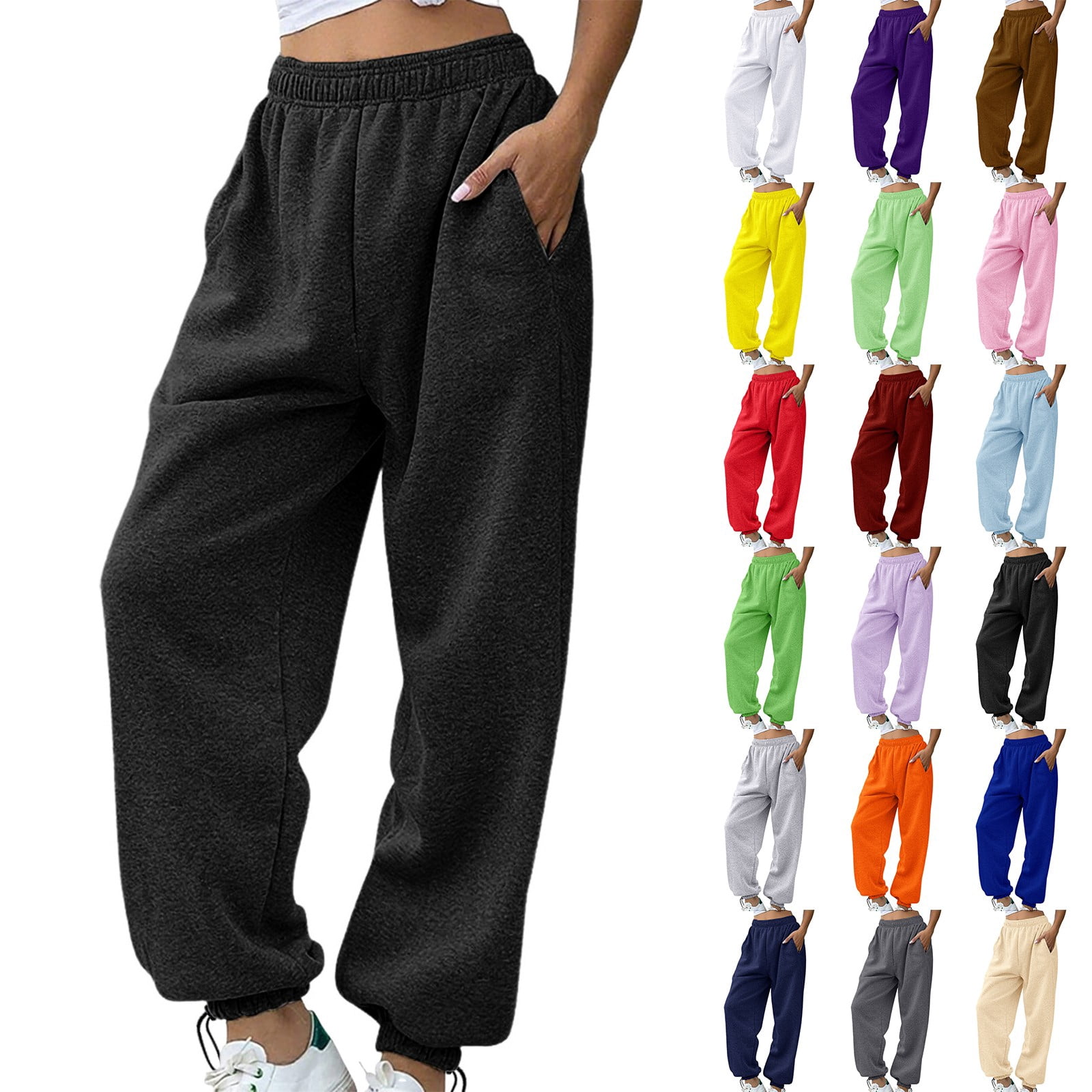Baggy Sweatpants for Women High Waisted Soft Fleece Lining with Pockets ...