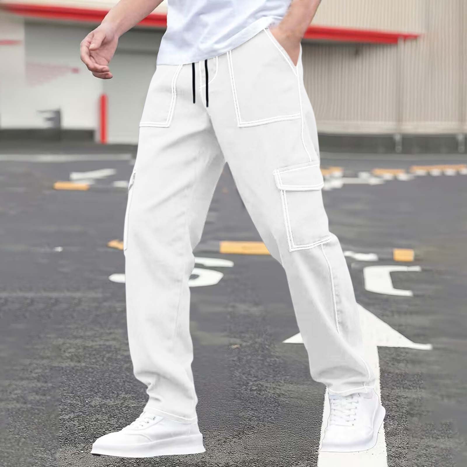 Baggy Wide Leg Cargo Pants for Men Contrast Stitching Streetwear ...