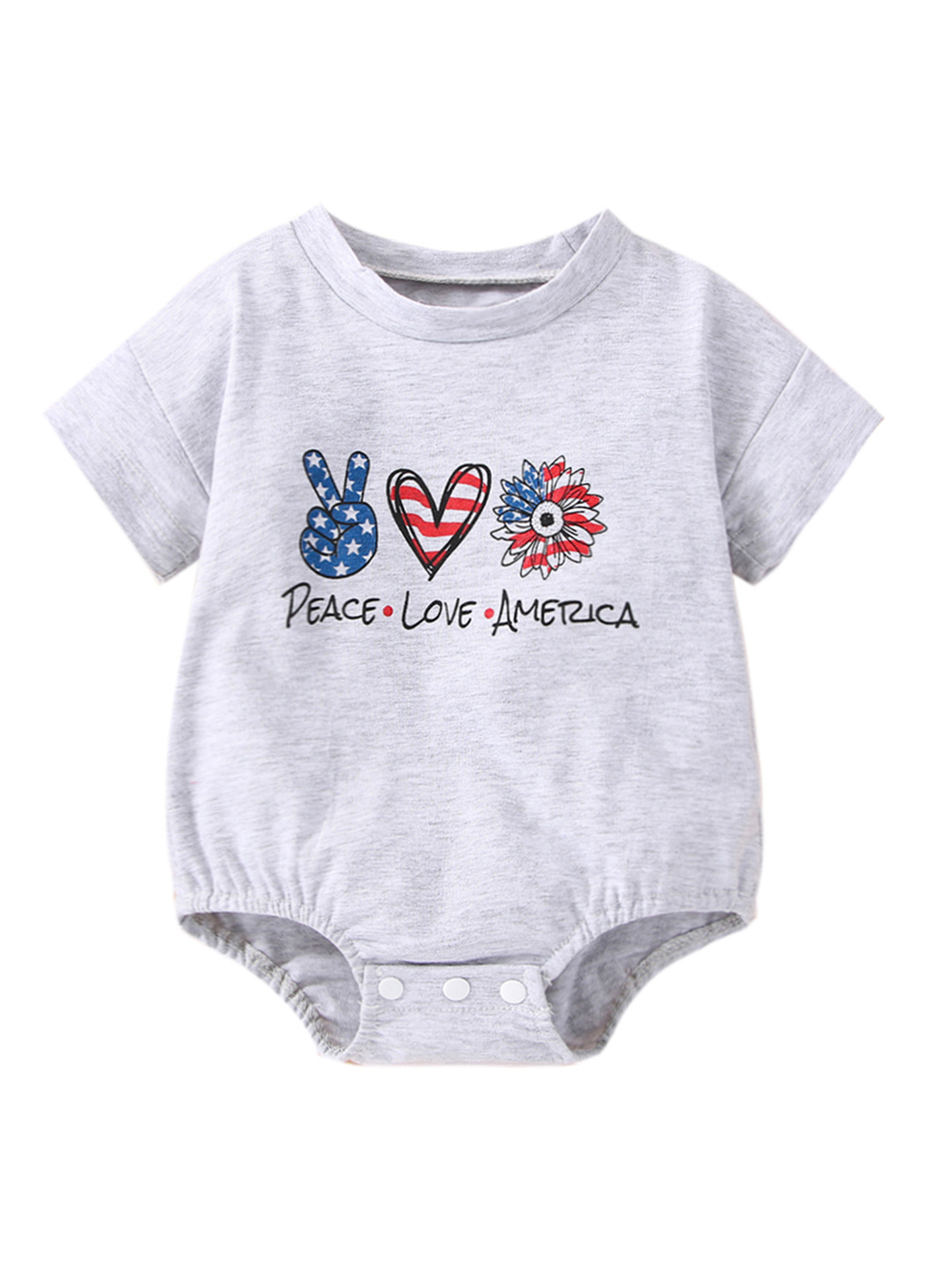 Bagilaanoe 0-24 Months Newborn Baby Girl Boy 4th of July Clothes Short Sleeve USA Letter Print ...