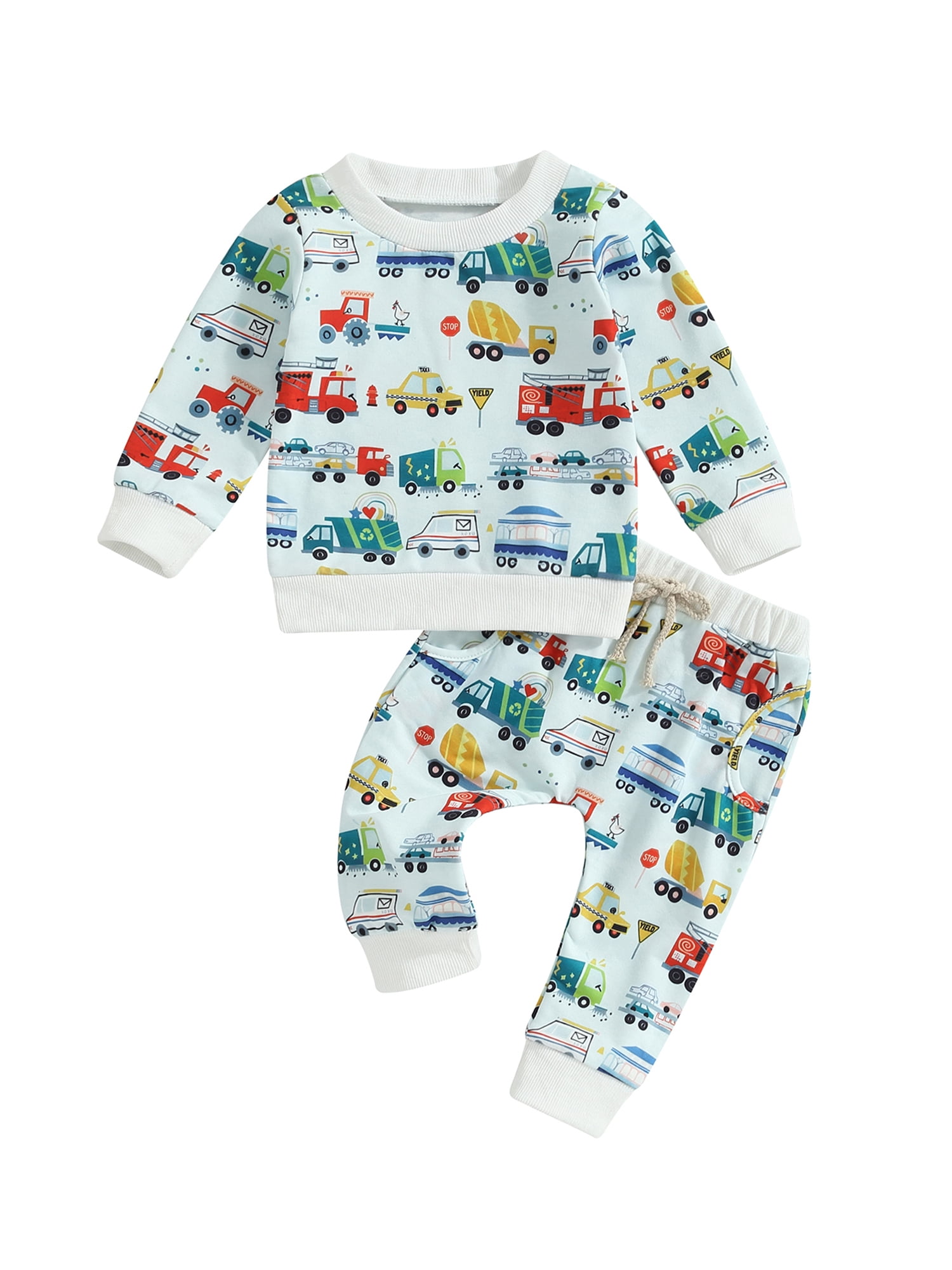 Bagilaanoe 2PCS Newborn Baby Boy Pants Set Print Long Sleeve Sweatshirt ...