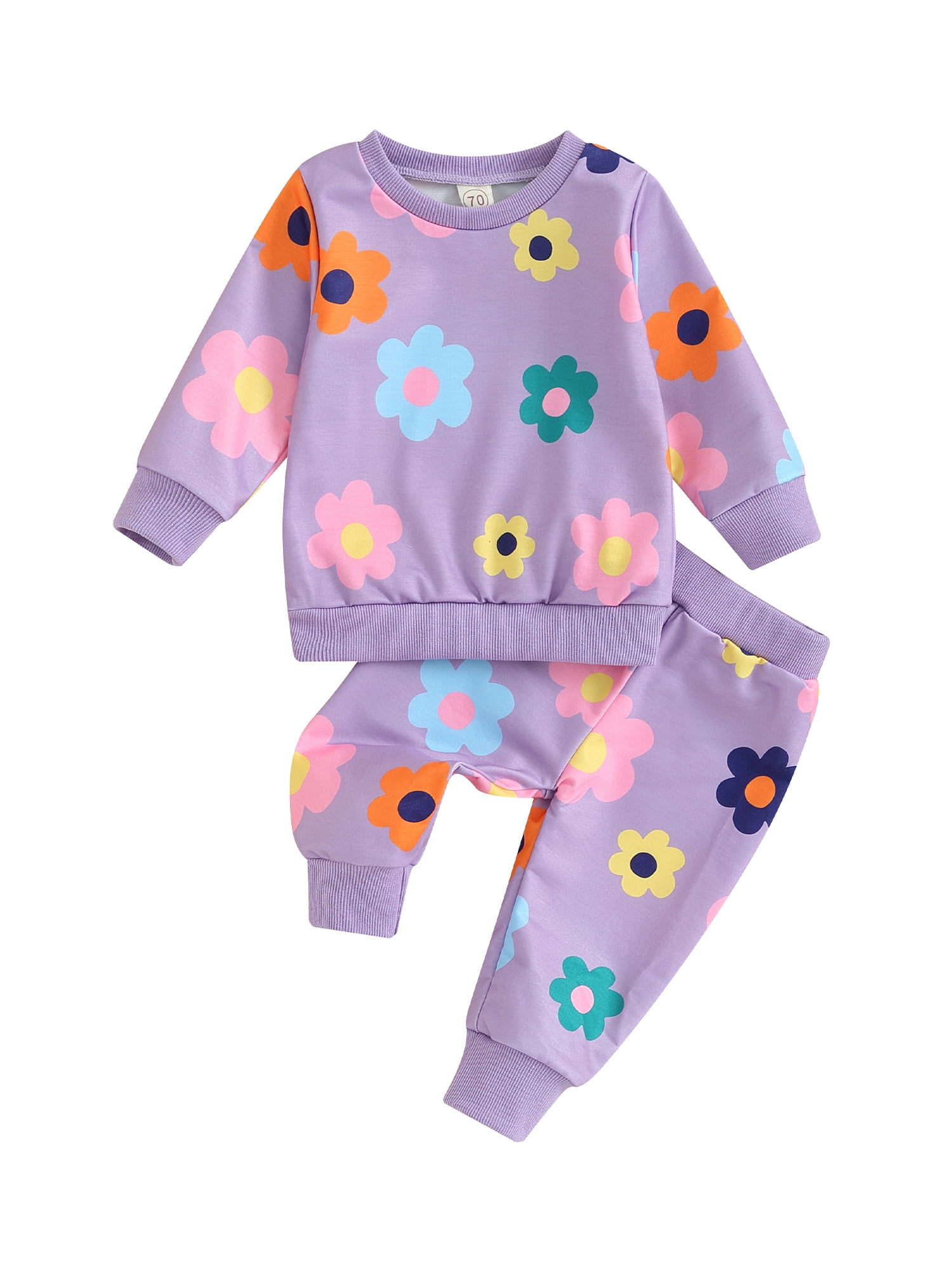 Bagilaanoe 2PCS Toddler Baby Girl Pants Set Flower Print Long Sleeve ...