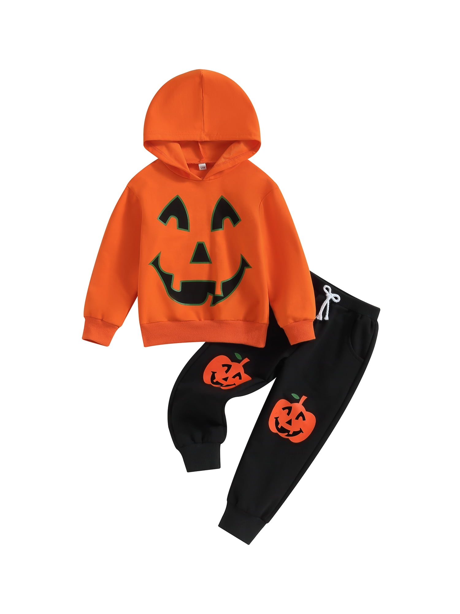 Bagilaanoe 2Pcs Little Girl Boy Halloween Outfits Pumpkin Print Long Sleeve Sweatshirt Tops ...