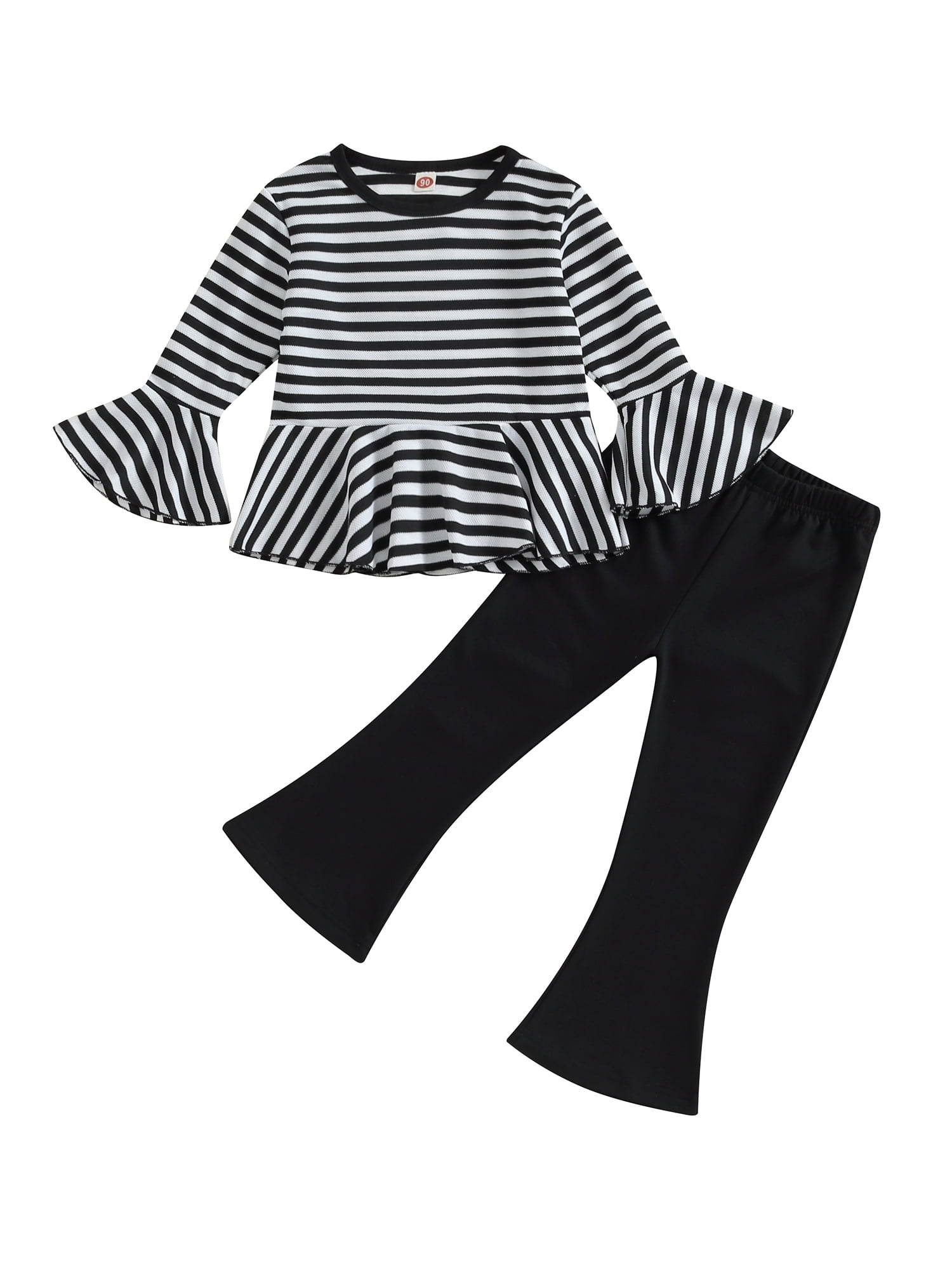 Bagilaanoe 2Pcs Little Girl Fall Clothing Set Toddler Striped Long ...