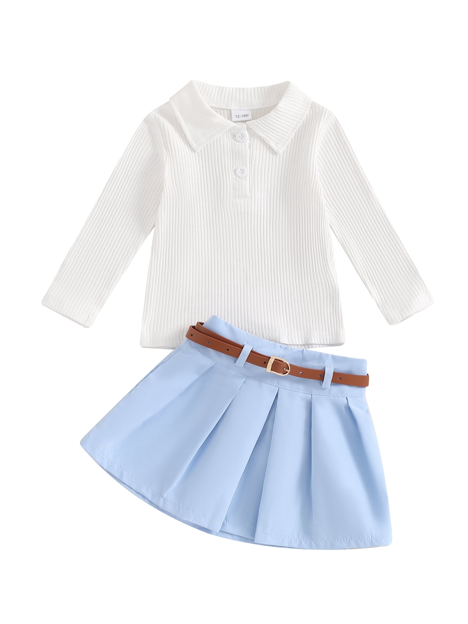 Bagilaanoe 2Pcs Little Girls Fall Clothes for Kids Long Sleeve Shirt ...