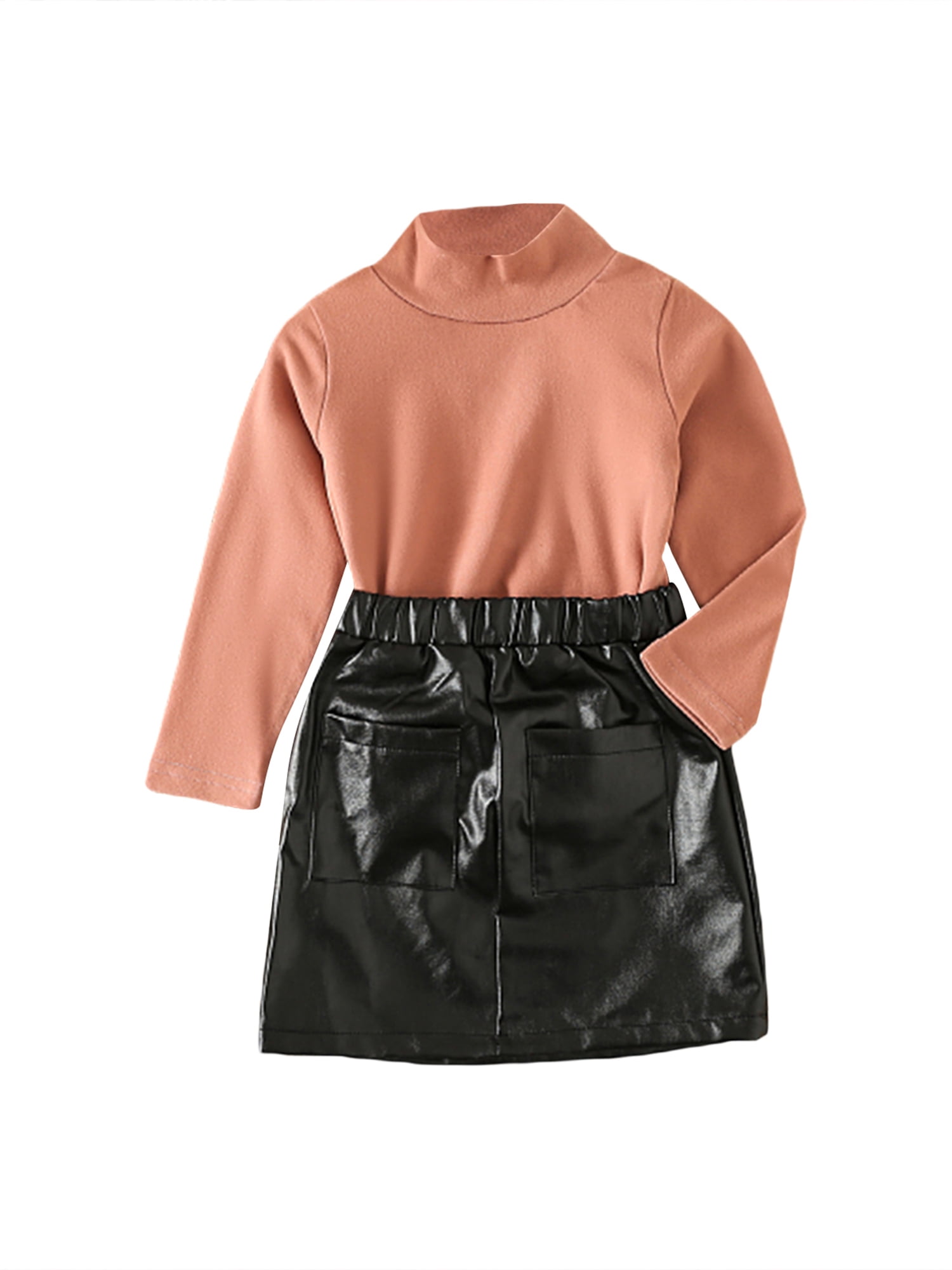 Bagilaanoe 2Pcs Little Girls Fall Clothing Set Toddler Turtleneck Long ...